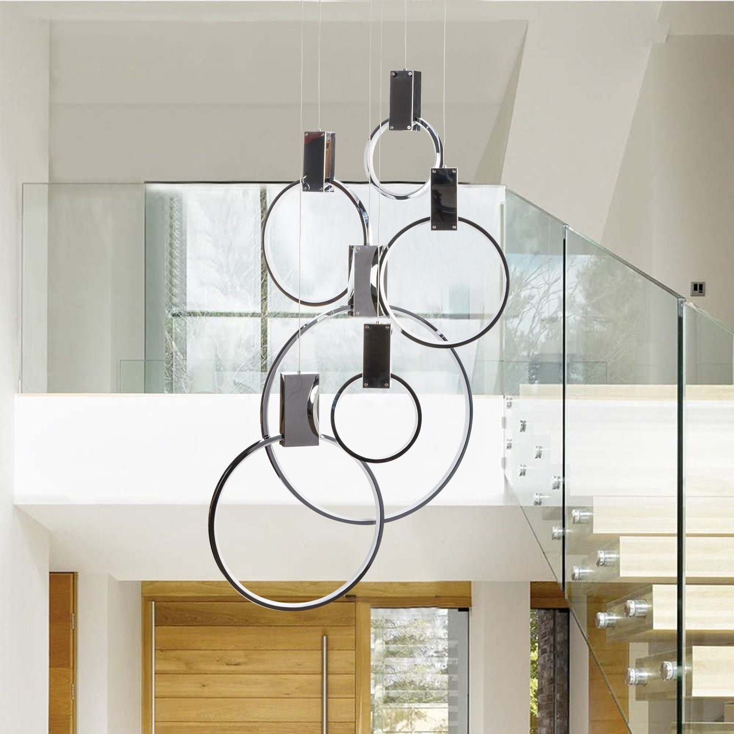 Hong Kong LED Chrome Chandelier with 6 Circular Hoops | Modern Style ...