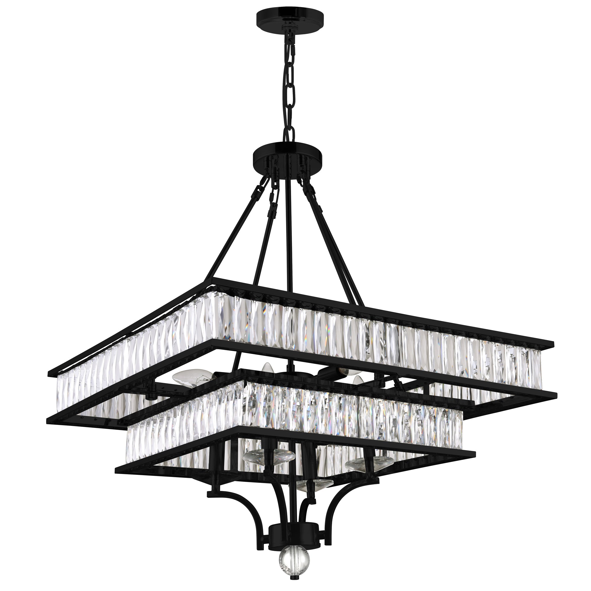 Shalia 8 Light Black Chandelier Crystal Square Glow – Modern Lights