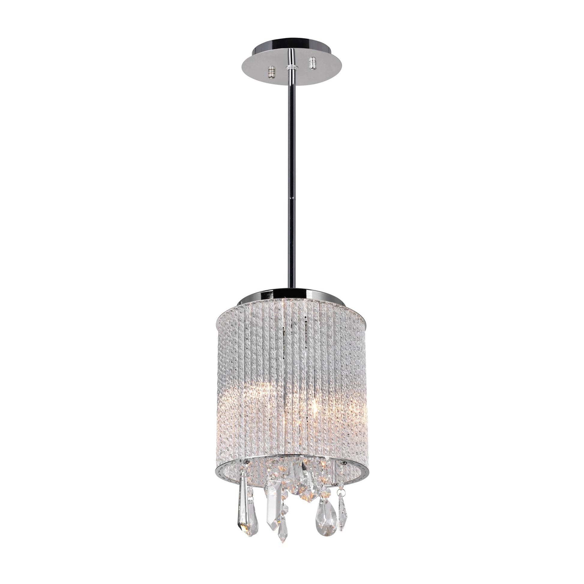 Benson 2 Light Chrome Pendant Light Crystal Drum Glow – Modern Lights